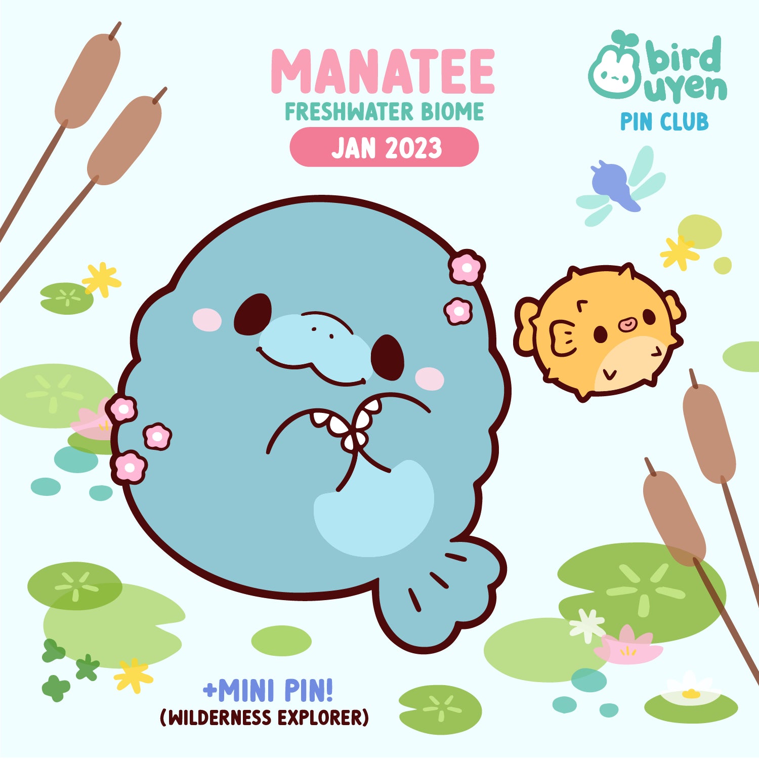 [PATREON EXCLUSIVE] Manatee Pins – Birduyen
