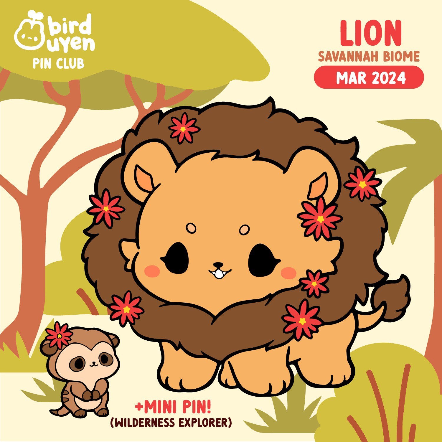 [PATREON EXCLUSIVE] Lion Friends Pins – Birduyen